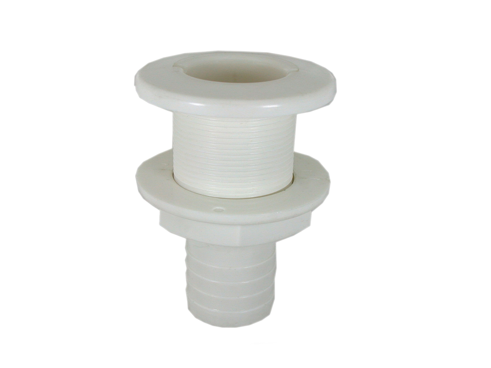THRU HULL CONNECTOR 16MM, WHITE NYLON